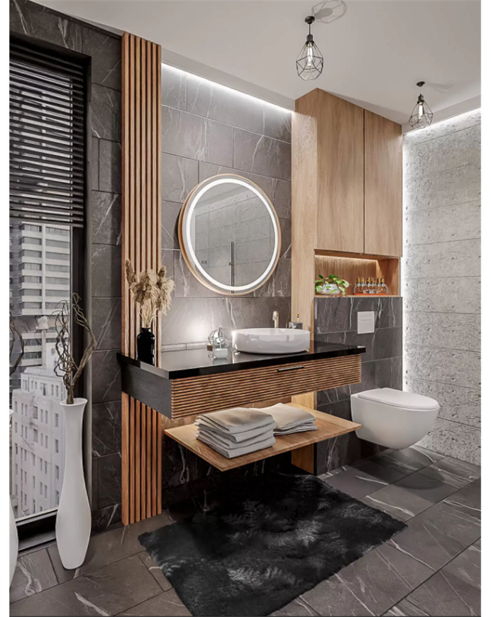 Alasta London apvalus veidrodis su LED apšvietimu, auksiniu aliuminio