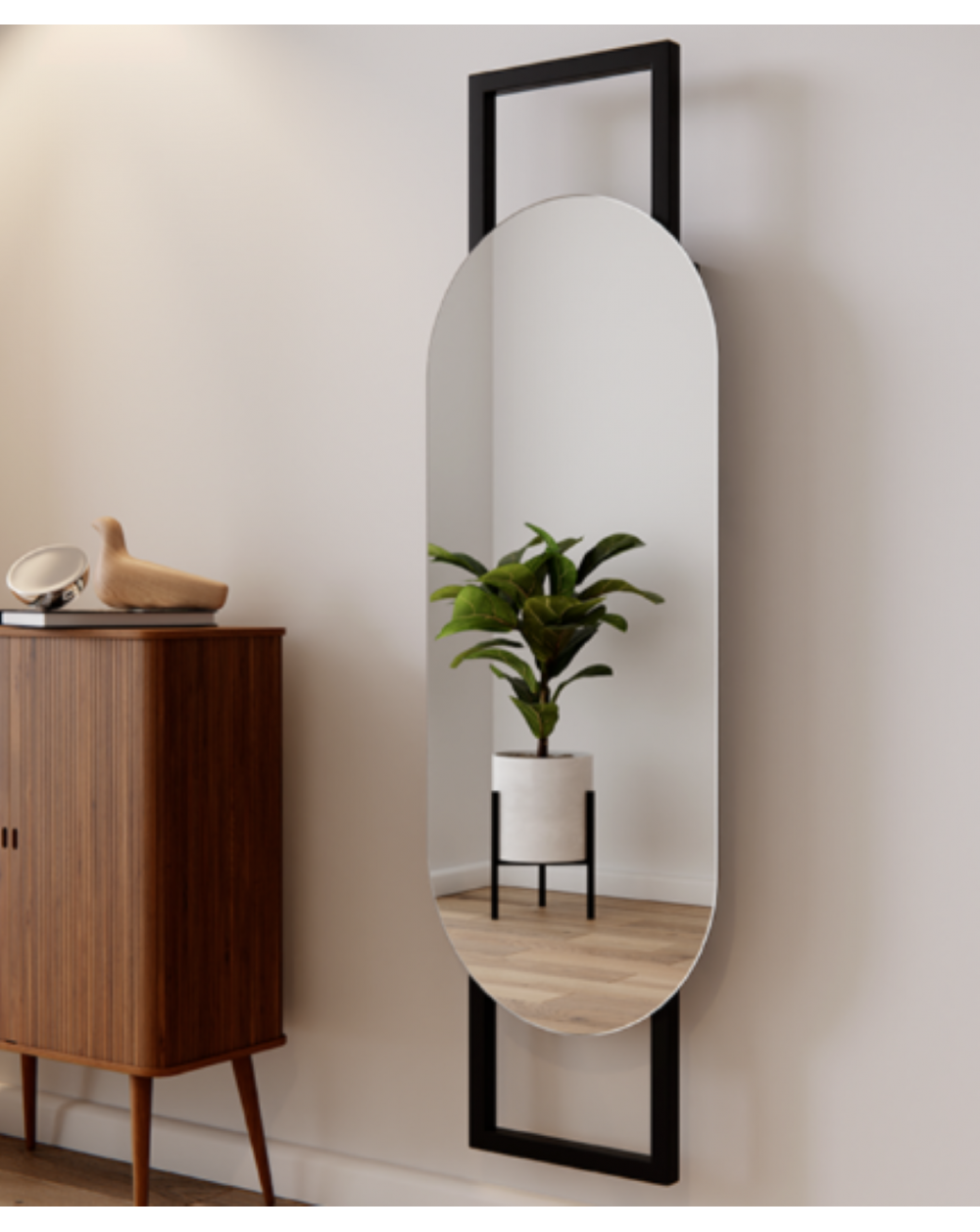 Ovalus veidrodis Talis su juodu plieno rėmu | Interjero veidrodžiai