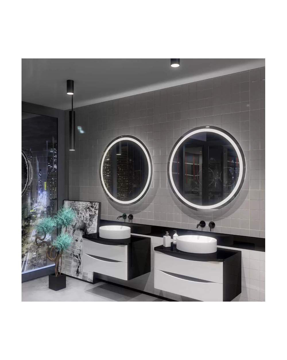 Alasta London apvalus veidrodis su LED apšvietimu | Apvalūs veidrodžiai