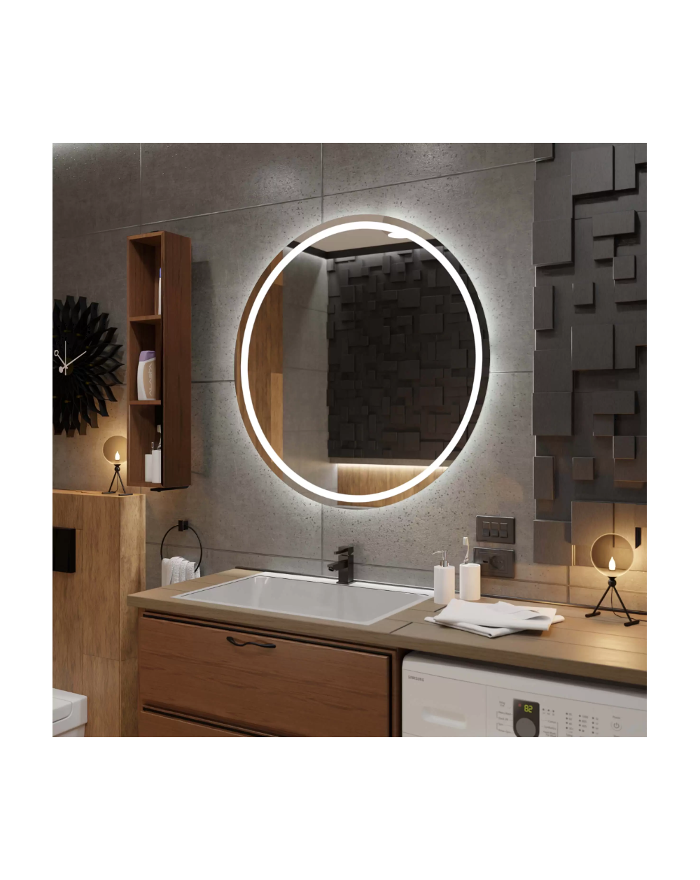 Alasta London apvalus veidrodis su LED apšvietimu | Apvalūs veidrodžiai