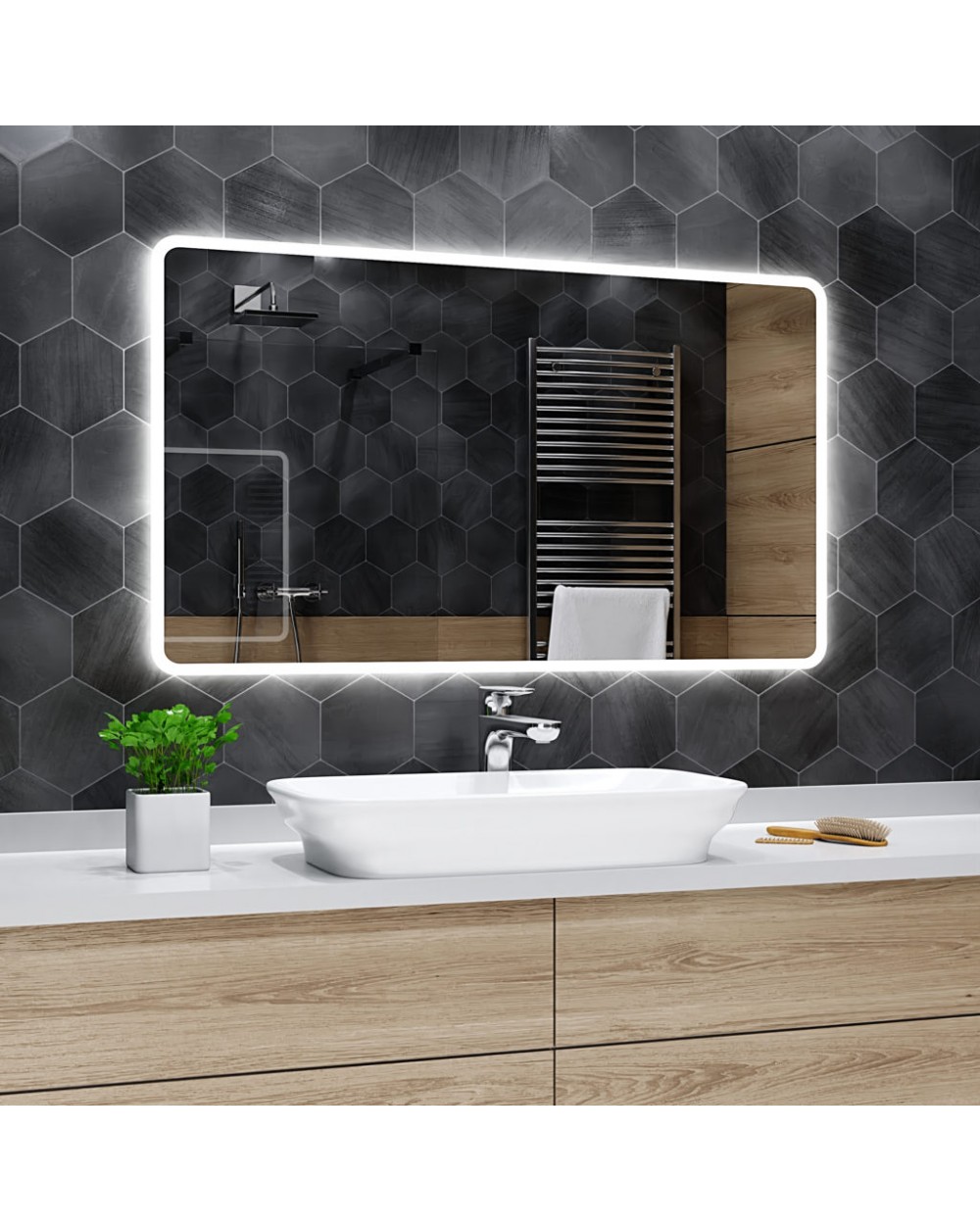 Alasta Osaka veidrodis su LED apšvietimu | Keturkampiai veidrodžiai