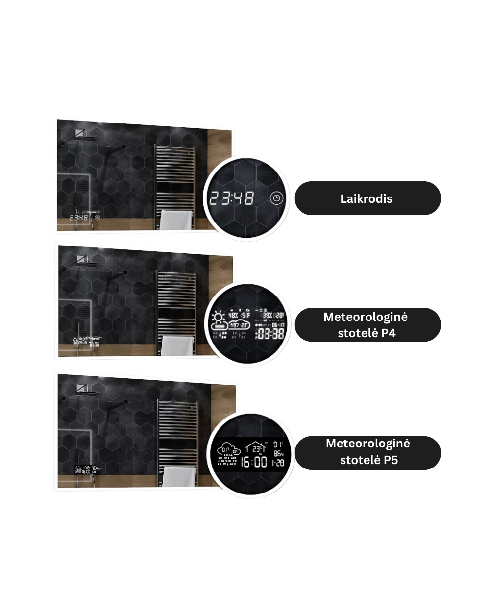 Alasta Osaka veidrodis su LED apšvietimu | Keturkampiai veidrodžiai