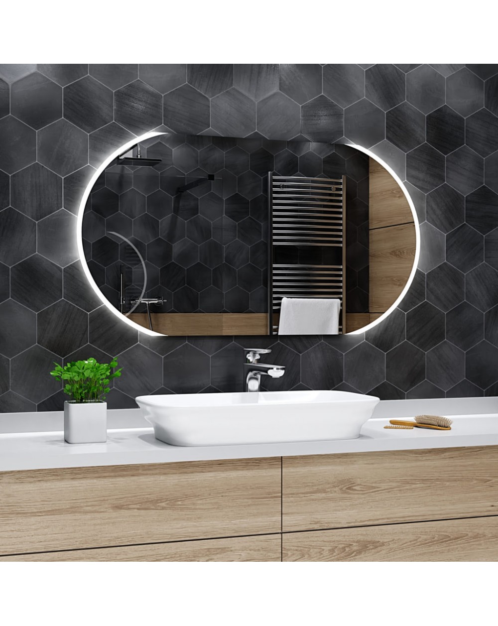 Alasta Baltimore ovalus veidrodis su LED apšvietimu | Ovalūs veidrodžiai