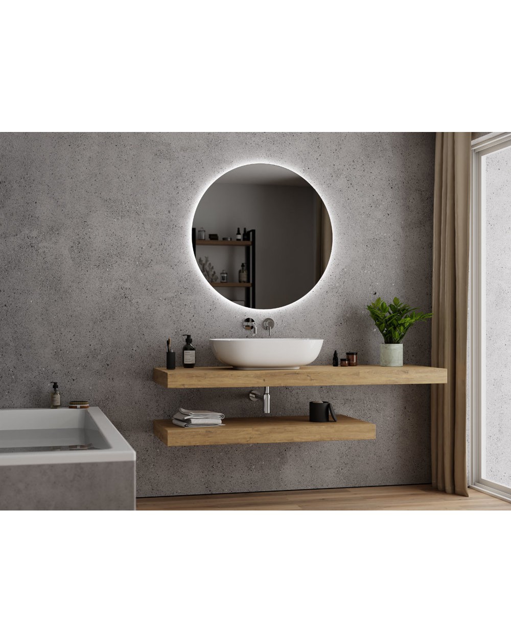 Apvalus LED veidrodis su galiniu apšvietimu | Apvalūs veidrodžiai