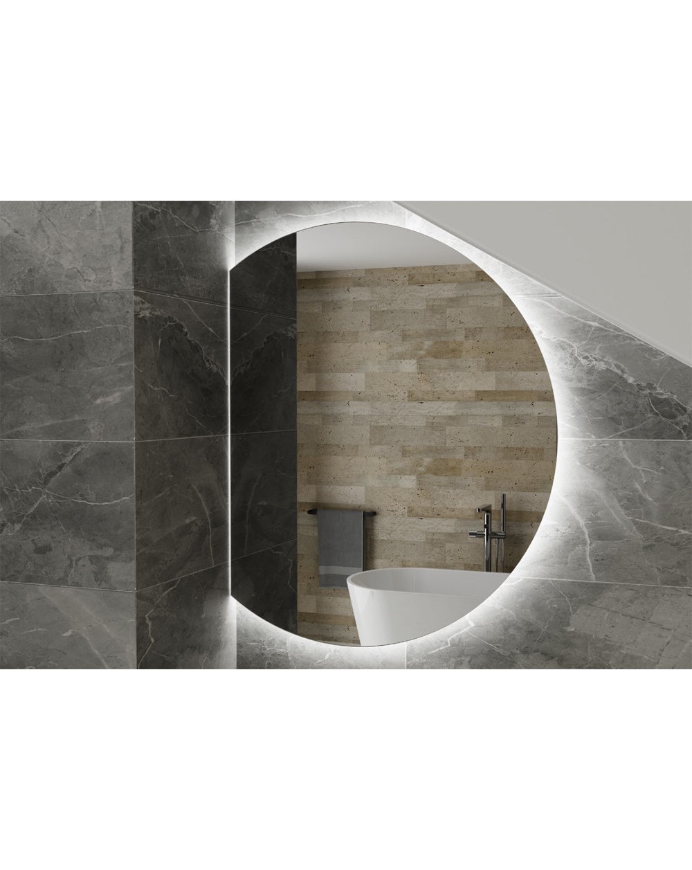 Nupjautas apvalus LED veidrodis su galiniu apšvietimu | Apvalūs veidrodžiai